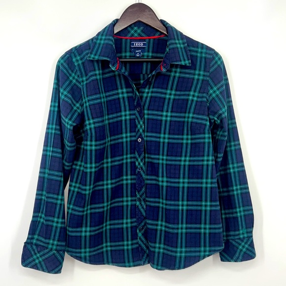 Izod | Tops | Izod Womens Plaid Button Down Blouse Medium | Poshmark